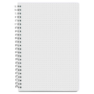Spiral Dot Grid Notebook - A5 Bullet Dotted Journal, 80 Sheets / 160 Pages, 100gsm White Paper, Transparent Hardcover, 5.8X8.25 in