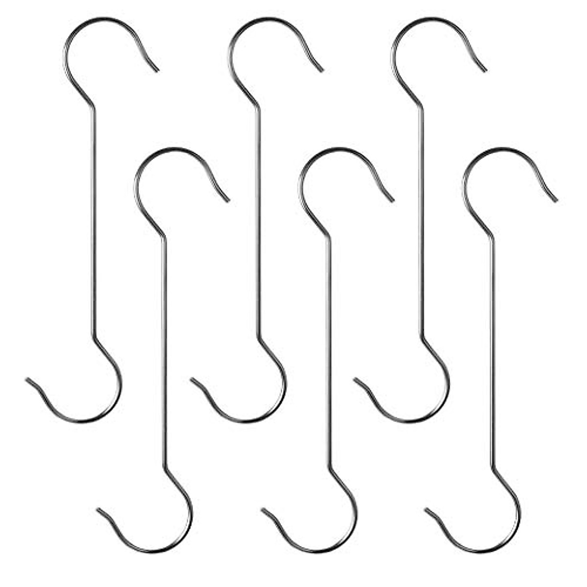 Maydahui 6PCS Extra Long 12" S Shaped Hooks Large Size Stainless Steel Metal Hooks for Bird Feeder, Plant Hanger, Tree Branch Hook, Clothes, Outdoor Lights
