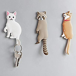 VICASKY 3pcs Coat Hooks Dog Shape Creative Wall Hook Self Adhesive Hooks Seamless Stick Removable Key Hook Home Storage Utility Hooks for Hanging Hats, Coats, Keys and Towels 5.51x1.57in