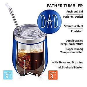 Sivaphe Dad Gift from Daughter and Son Tumbler with Lid and Straw Stainless Steel Insulated Travel Mug Gift for New Father Papa Grandpa Daddy 2023 Est Present