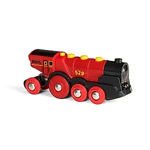 BRIO World 33592 Mighty Red Action Locomotive - Battery Operated Toy Train with Light, Sound Effects | Ideal for Kids Age 3 Compatible with All Tracks and Vehicles