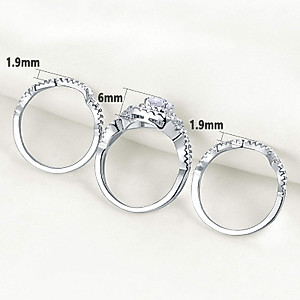 Newshe Jewellery Engagement Rings AAAAA Cz Wedding Sets for Women 925 Sterling Silver 3pcs 2.3Ct White Size 7
