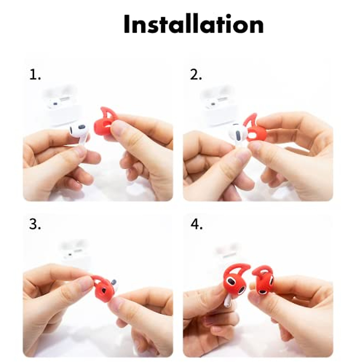 Zotech 5 Pair Anti Slip Eartips Ear Hooks Cover Compatible with AirPods 3rd Generation [NOT Fit in Case] (Black, White, Green, Pink and Red, Medium Size)