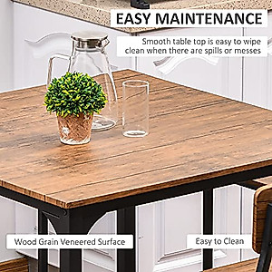 HOMCOM 5 PC Modern Counter Height Bar Table Set Compact Kitchen Table 4 Chairs Set with Footrest, Metal Legs, Wood