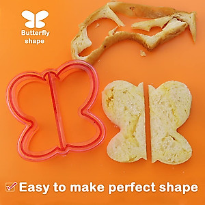 HengKe 3 Pcs Sandwich Mold Sandwich Cutter in Cute Color and Creative Shapes Sandwich Maker Crust Cutter for Kids Boys Girls DIY Lunch Bento Boxes Cookie (Dinosaur & Dolphin & Butterfly Shapes)