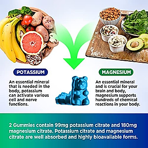 Potassium Magnesium Gummies, High Absorption Potassium Citrate 99mg Magnesium Citrate 180mg, Chewable Gummy Supplements for Leg Cramps & Muscle, 60 Count