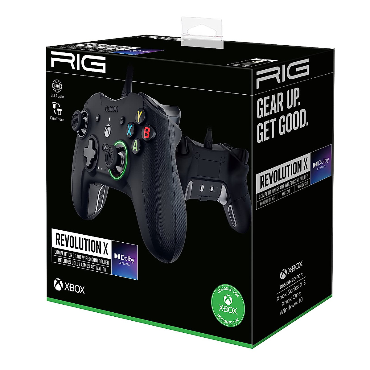 RIG Nacon Revolution X Officially Licensed Xbox Controller for Xbox Series X|S, Xbox One, Windows 10, Windows 11 PCs with Hardware, Software Customization and Dolby Atmos 3D Surround Sound (Black)