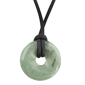 NOVICA Artisan Handmade Jewelry Jade Circular Pendant Necklace Light Green | Jade Necklace with Black Cotton Cord | Green Jade Natural Gemstone Necklace for Women | Mayan Themed Necklace from Guatemala 'Circle of Love'