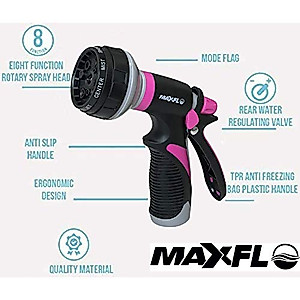 Garden Hose Nozzle | Hose Spray Nozzle | Water Hose Nozzle Sprayer | Heavy Duty 8 Adjustable Watering Patterns, Slip and Shock Resistant for Watering Plants, Cleaning, Car Wash and Showering Pets