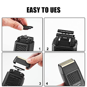 Professional 5 Star Series Finale Shaver Replacement Foil and Cutter Bar Assembly Compatible with wahl Foil Heads 7031-100/7043-100,Fit for #8061 8164 shaver (black 3 pack)