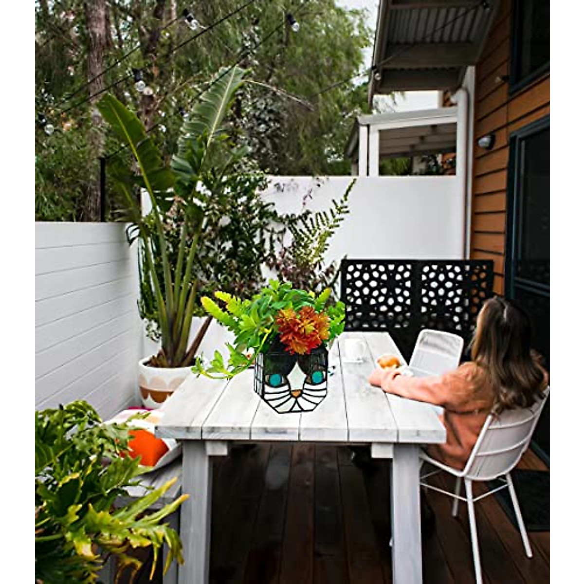 Tiffany Cute Cat Stained Glass Flower Pots,Indoor and Outdoor Plant Displays,Cat Plant Planter,Candle Holder Container Decoration 4.6 x 5.15 x 2.3 inch(Without Succulents)