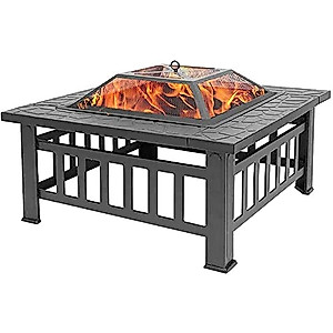LEAYAN Garden Fire Pit Grill Bowl Grill Barbecue Rack Fire Pit Outdoor Wood Burning, Villa Garden Decoration fire Pit, Barbecue fire Pit Table, 31 inches