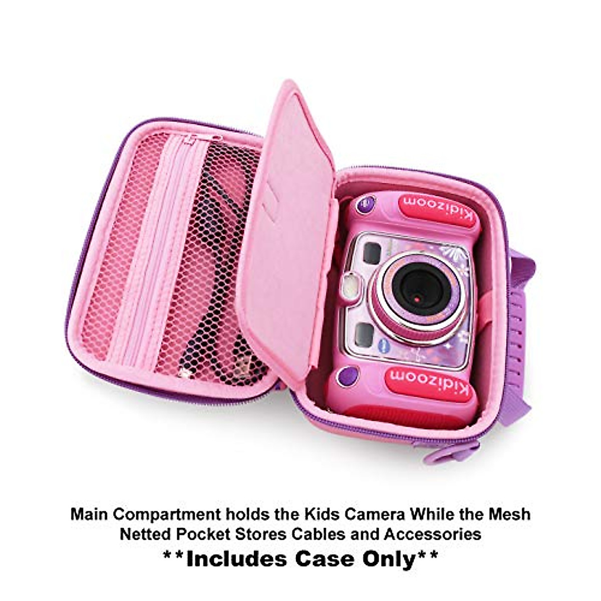 CASEMATIX Pink Camera Case Compatible with VTech KidiZoom Camera - Protective Travel Case with Shoulder Strap Compatible with VTech KidiZoom Duo Selfie Cam, Pix, Twist Connect and More!