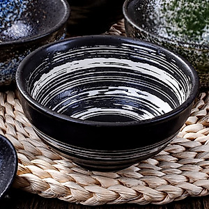 LMRLCS Japanese Kiln-formed Ceramic Bowl Set of 4 for Cereal, Soup, Dessert, and Rice Bowl set - Microwave Safe and Stackable