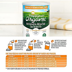 Happy Baby Organics Infant Formula, Milk Based Powder with Iron, Stage 1, 12 Ounce (Pack of 6) - Packaging May Vary