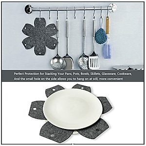 Pot and Pan Protectors, Set of 12 and 3 Different Size, Pot Dividers Pads/Cookware Protector Set/Stacking Pot Separators Protectors for Stacking and Protecting Your Cookware(Grey)
