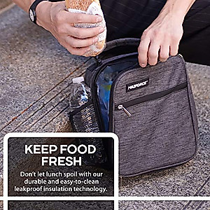 MAZFORCE Original Lunch Bag Insulated Lunch Box - Food Safe Durable Lunchbox for Men - BPA Free Small Reusable Lunch Bags for Adults, Teens, Boys, Women (Dark Gray)