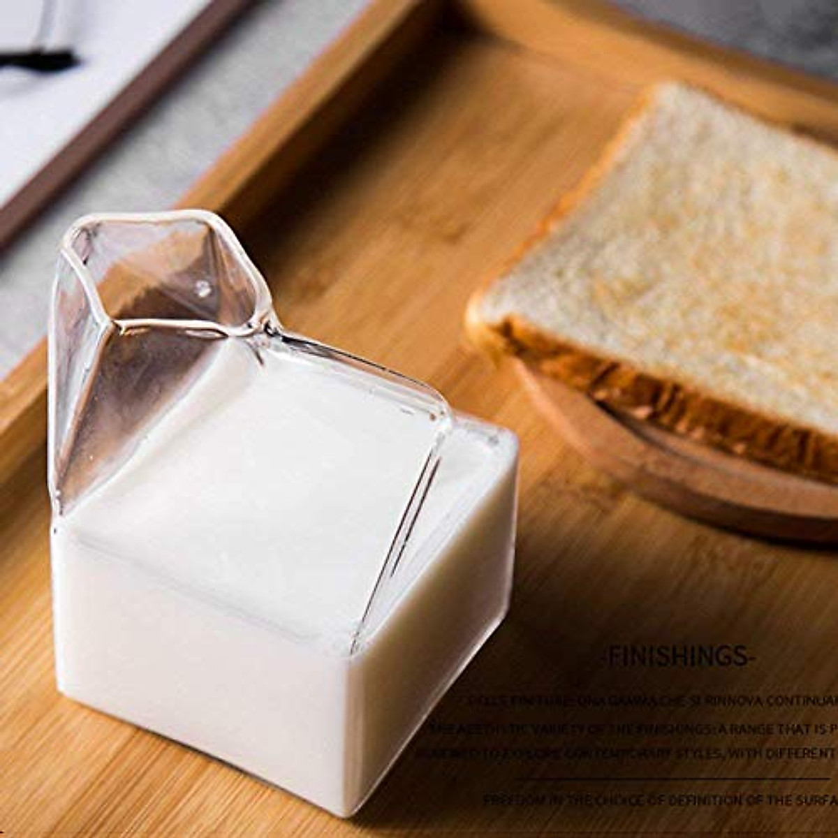 Tapleap Glass Milk Carton, Kawaii Aesthetic Clear Cup, Cute Mini Creamer Container - Small Gift Choice