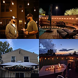 EIKOSON 𝟒𝟖𝑭𝑻 LED Outdoor String Lights with 𝟮𝟰 Weatherproof Shatterproof Edison 𝑳𝑬𝑫 𝑩𝒖𝒍𝒃𝒔(2 𝑺𝒑𝒂𝒓𝒆)，Commercial Grade Waterproof Hanging Lights for Backyard Porch Balcony Party
