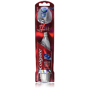 Colgate 360 Optic White Battery-Powered Toothbrush,1 Count (Pack of 2)