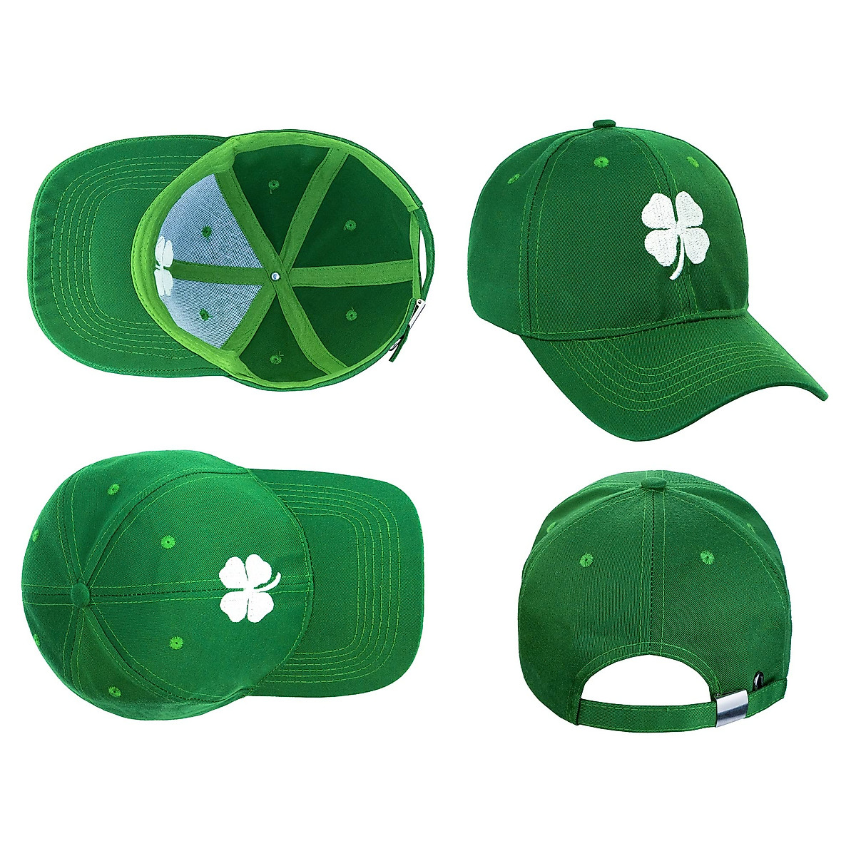 Ireland Irish 4 Leaf Clover St. Patrick's Day Hat for Men Women Embroidery Shamrock Baseball Cap Hat