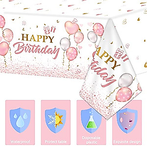 1Pack Pink Rose Gold Tablecloths for Rose Gold Birthday Decorations Plastic Disposable Party Table Covers for Rectangle Tables Girl Women Parties Happy Birthdays Weddings Party Favors, 54 x 108 Inches