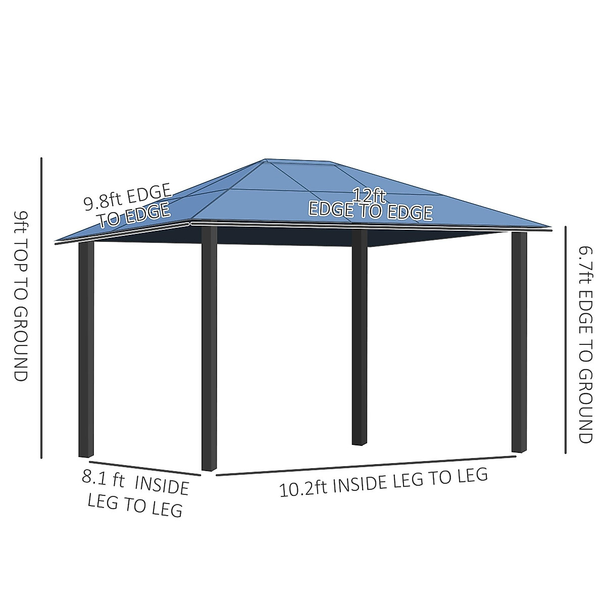 Outsunny 10' x 12' Hardtop Gazebo Canopy with Polycarbonate Roof, Aluminum Frame, Permanent Pavilion Outdoor Gazebo with Netting, for Patio, Garden, Backyard, Deck, Lawn, Dark Brown, Off-White