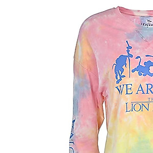 Disney Ladies Lion King Fashion Top - Hakuna Matata Clothing Lion King Tie Dye Long Sleeve Crop Tee (Tie Dye, Medium)