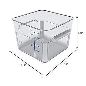 Carlisle FoodService Products Squares Square Food Storage Container with Stackable Design for Catering, Buffets, Restaurants, Polycarbonate (Pc), 12 Quarts, Clear