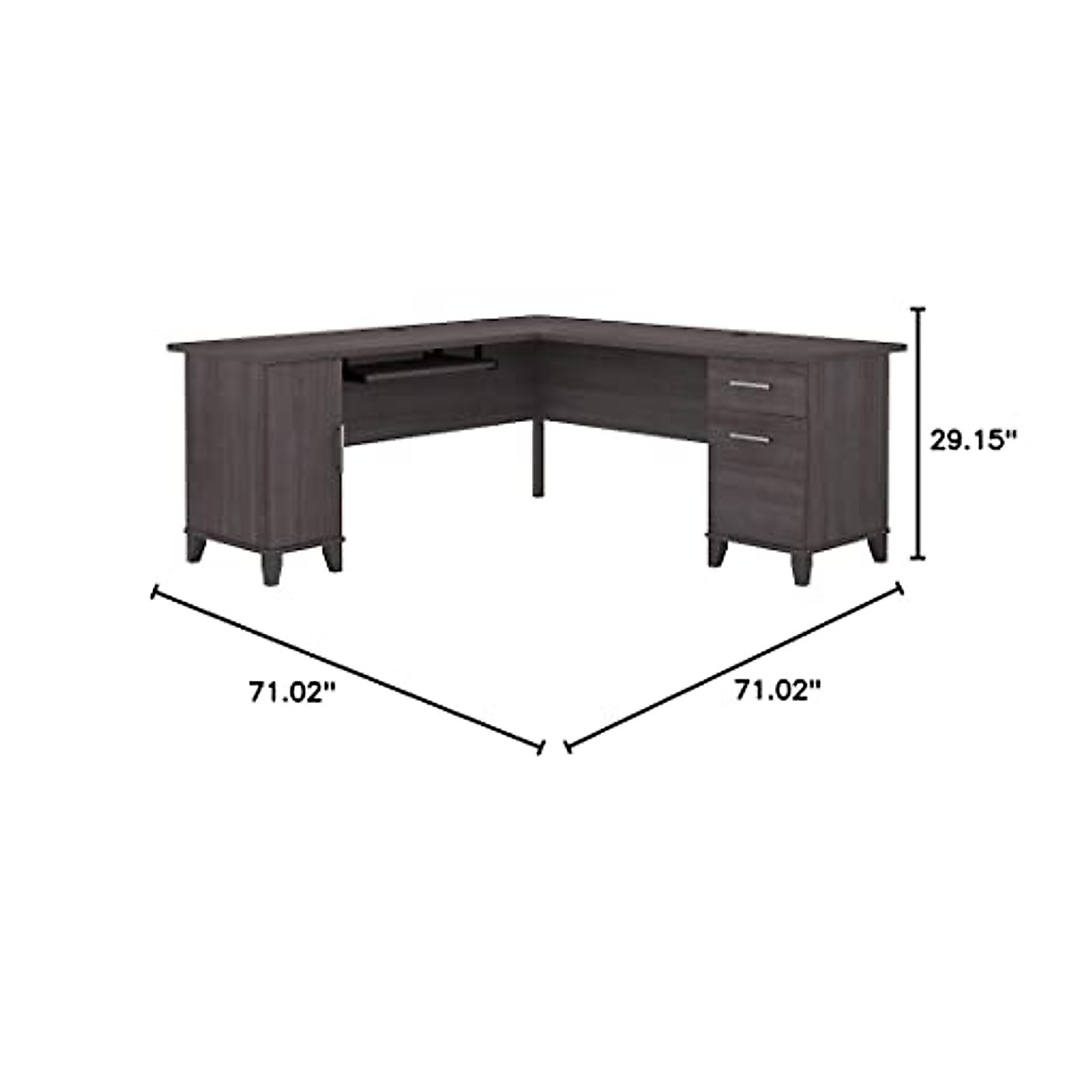Bush Furniture Somerset L Shaped Desk with Storage, 72W, Storm Gray
