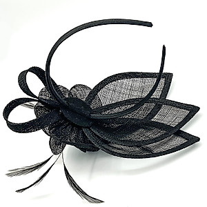 C.Garopl Accessories Fascinators Hats Women Vintage Wedding Fashion Headband Clip Church Cocktail Dresses Headwear Tea Party (Black-01)