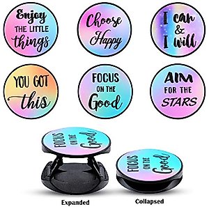 6 Pieces Foldable Expanding Stand Holder Inspirational Quote Phone Grip Socket Holder Finger Stand Holder Kickstand Grip for Smartphone and Tablets