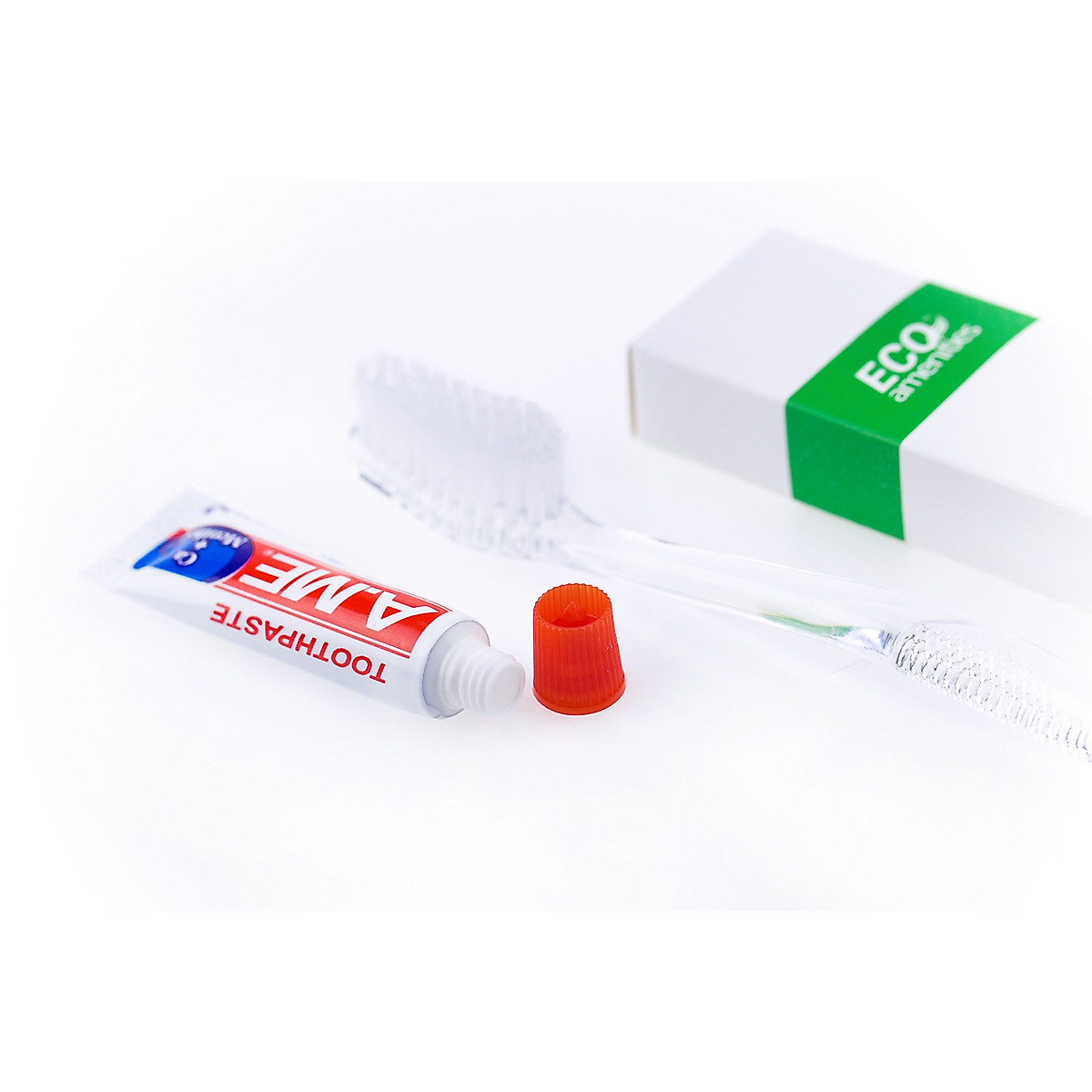 ECO Amenities Travel Toothbrush Kit - Manual Disposable Toothbrush with Toothpaste, in Individually Wrapped Paper Box, 100 Sets per Case - Travel Set for Hotels and Hospitality