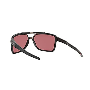 Oakley Men's OO9147 Castel Rectangular Sunglasses, Matte Black/Prizm Dark Golf, 63 mm