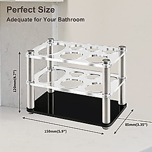 FAIBAEELLY Toothbrush Holders for Bathrooms, Premium Acrylic Stainless Steel Toothbrush and Toothpaste Holder, Open Design Multifunctional Bathroom Counter Organizer, Clear/Black/Silver