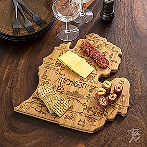 Totally Bamboo Destination Michigan State Shaped Serving and Cutting Board, Includes Hang Tie for Wall Display
