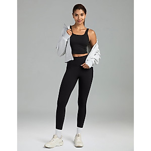 Colorfulkoala Women's High Waisted Tummy Control Workout Leggings 7/8 Length Yoga Pants with Pockets (M, Black)