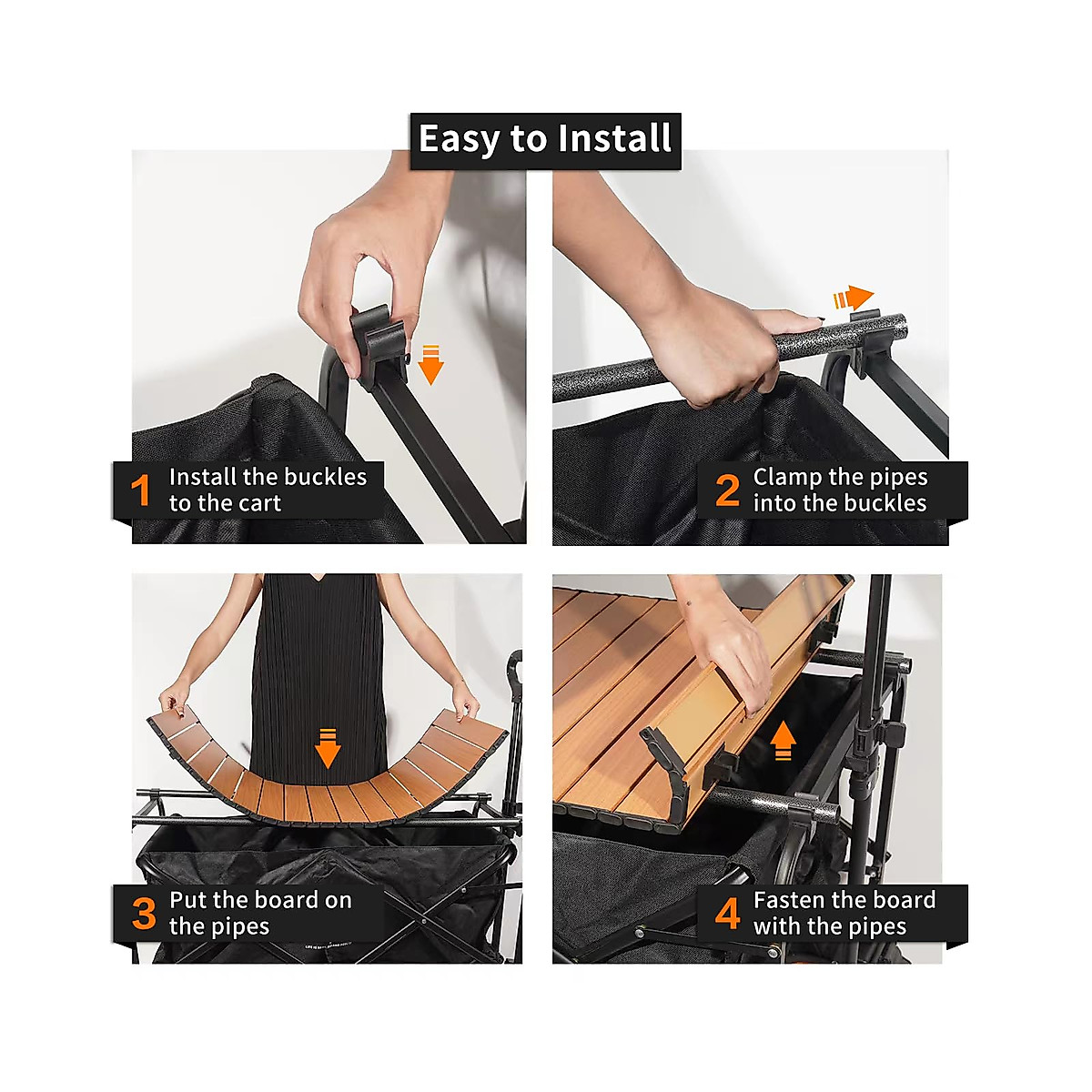 Issimober Aluminum Alloy Steel Collapsible Board Desktop for Garden Cart Foldable Wagon，Heavy Duty Metal Outdoor Camping 34.64x20.87'' Yellow