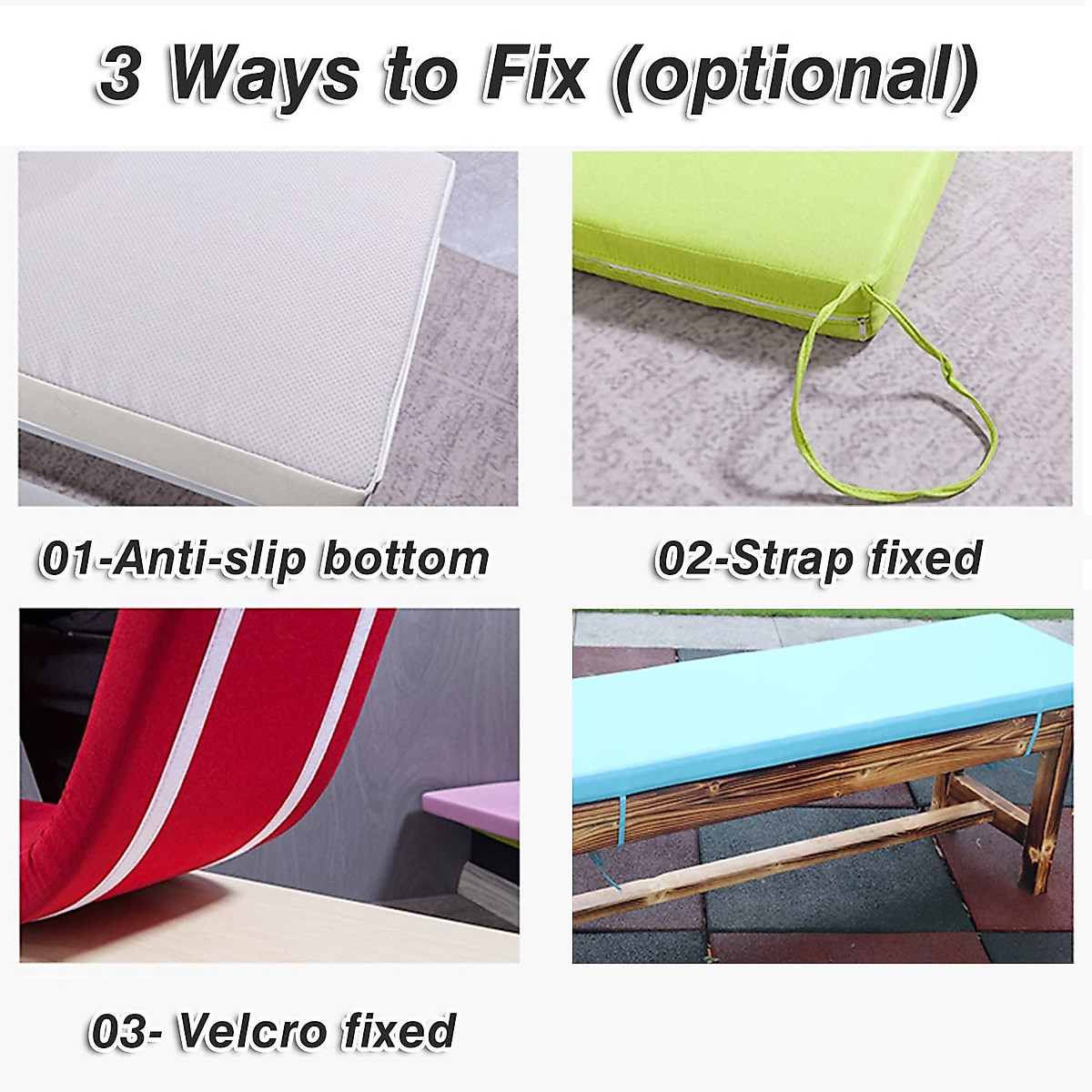 Custom Outdoor Waterproof Bench Cushion,Personalized Size Garden Patio Seat Cushion,Indoor/Outdoor Anti-Slip Foam Furniture Cushion,for Bay Window Cushion,Porch Swing Chair Pad