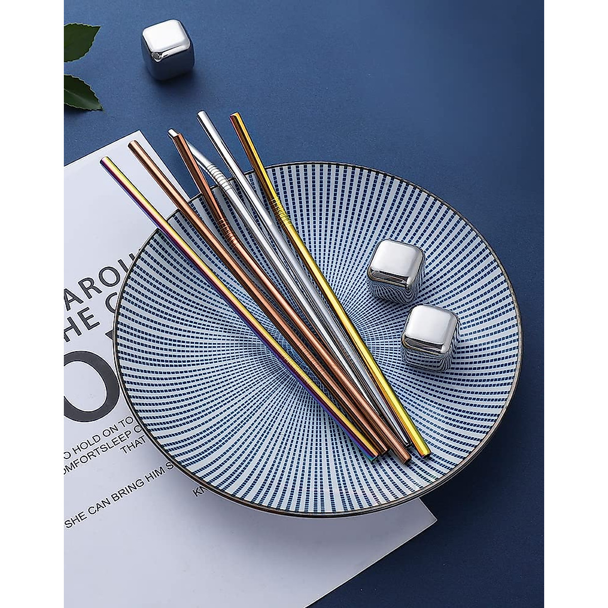 100Pcs Reusable Metal Straight Straw in Bulk Order. 265mm Long Rose Gold Drinking Straws Bronze Color Stainless Steel Straws for 20 and 30 oz Tumbler Yeti (10.5" Long, Rose Gold-100pcs Straight)