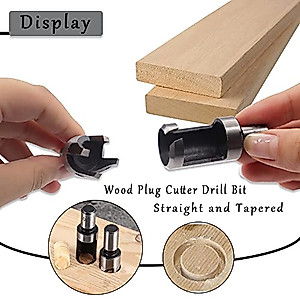 Ruibapa 8PCS Wood Plug Cutter Drill Bit Set 5/8" 1/2" 3/8" 1/4 "(6mm 10mm 13mm 16mm) Straight and Tapered Taper Woodworking Cutting Tool Drill Bit P-021
