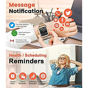 LIGE Smart Watches for Women, 1.57‘’HD Screen Fitness Watch with 21 Sport Modes/Heart Rate/Blood Pressure Monitor/Sleep Tracker, Smartwatch with Text and Call, IP67 Smart Watch for Android iOS, Gold