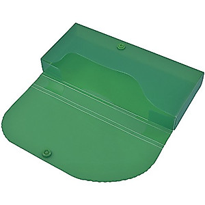 JAM PAPER Plastic Pencil Cases - Snap Button Pencil Case Box - Dark Green - Sold Individually
