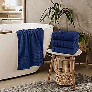 Utopia Towels 4 Pack Premium Viscose Oversized Bath Towels Set, 100% Ring Spun Cotton (27 x 54 Inches) Highly Absorbent, Quick Drying Shower Towels for Bathroom, Spa, Travel and Pool (Navy)