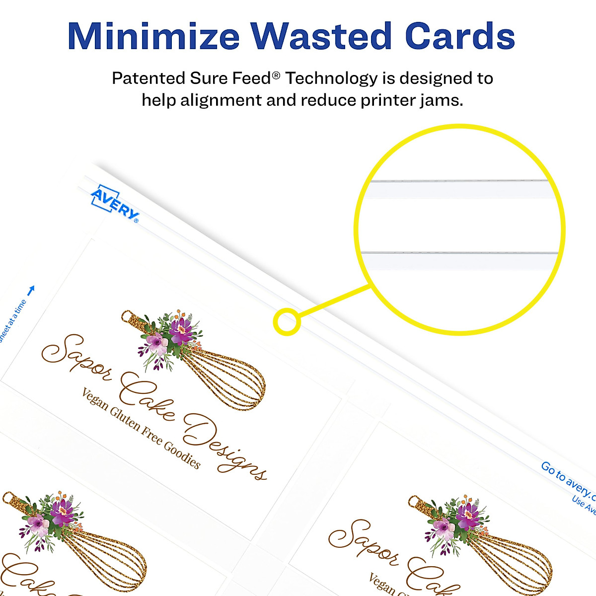 Avery Clean Edge Printable Business Cards with Sure Feed Technology, 2" x 3.5", White, 2,000 Blank Cards for Laser Printers (5870)