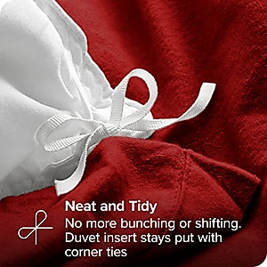 Bare Home Flannel Duvet Cover - Twin/Twin Extra Long - 100% Cotton, Velvety Soft Heavyweight Premium Flannel, Double Brushed - Includes Sham Pillow Covers (Twin/Twin XL, Red)