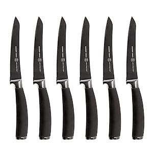 Schmidt Brothers - Titan 22 Series 6-Piece Jumbo Steak Knife Set, High Carbon German Stainless Cutlery in a Wood Gift Box
