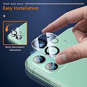 UniqueMe for iPhone 12 Mini/iPhone 11 Camera Lens Protector, [Drop Protection] [High Definition] Tempered Glass Camera Screen Cover Scratch Resistant Case-Friendly with Night Circle - 2 pack