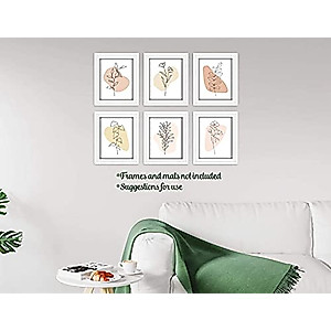 Line Art - Minimalist Decor - Floral Abstract Prints - Set of 6 (8x10) - Unframed