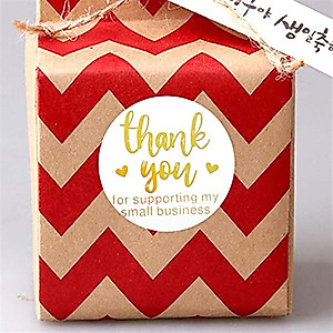 Thank You Stickers, 1.5" Multiple Color Golden Font Design Thank You Stickers, 500 Labels Each Roll